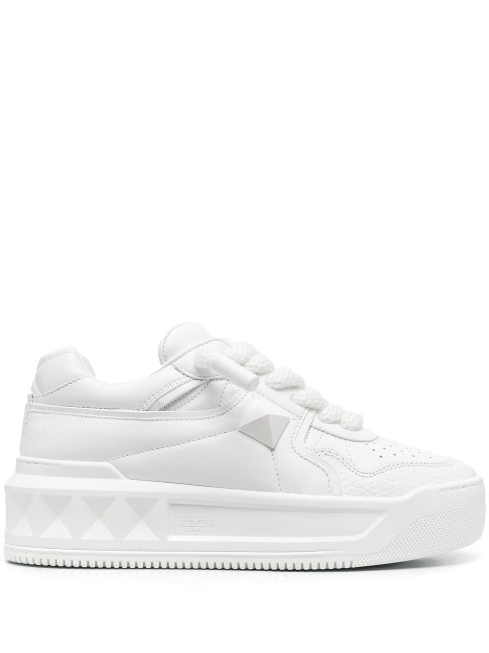Valentino Garavani One Stud Xl Leather Sneakers White Editorialist