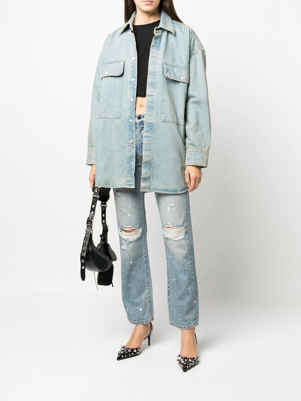 AMIRI AMIRI Paint-Splatter Ripped Detail Straight Jeans