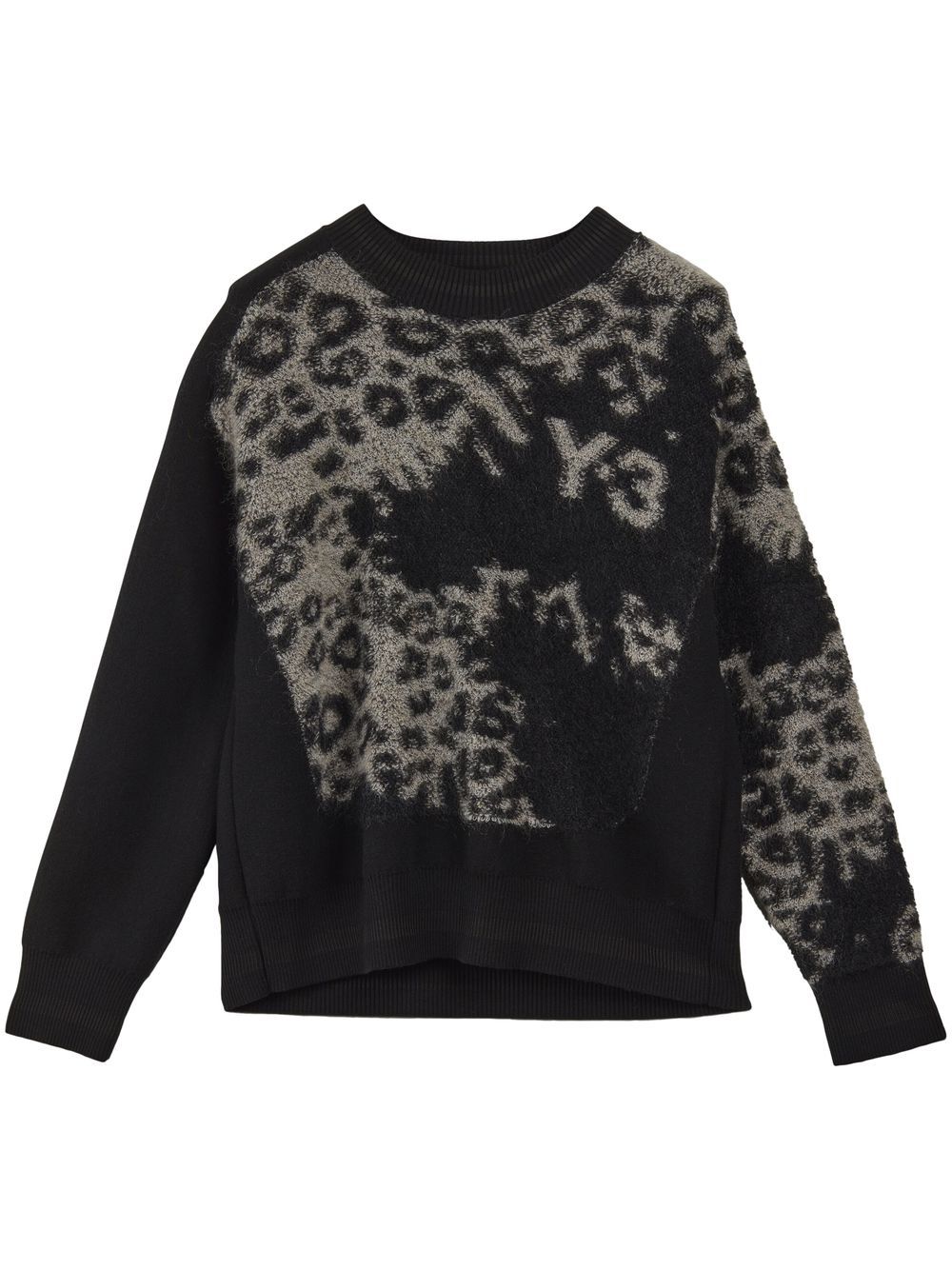 Y-3 U LEOPARD KNIT CREW SWEATER サイズL Y3 Leopard-Print Crew-Neck Jumper In Black - 39% Off | Editorialist