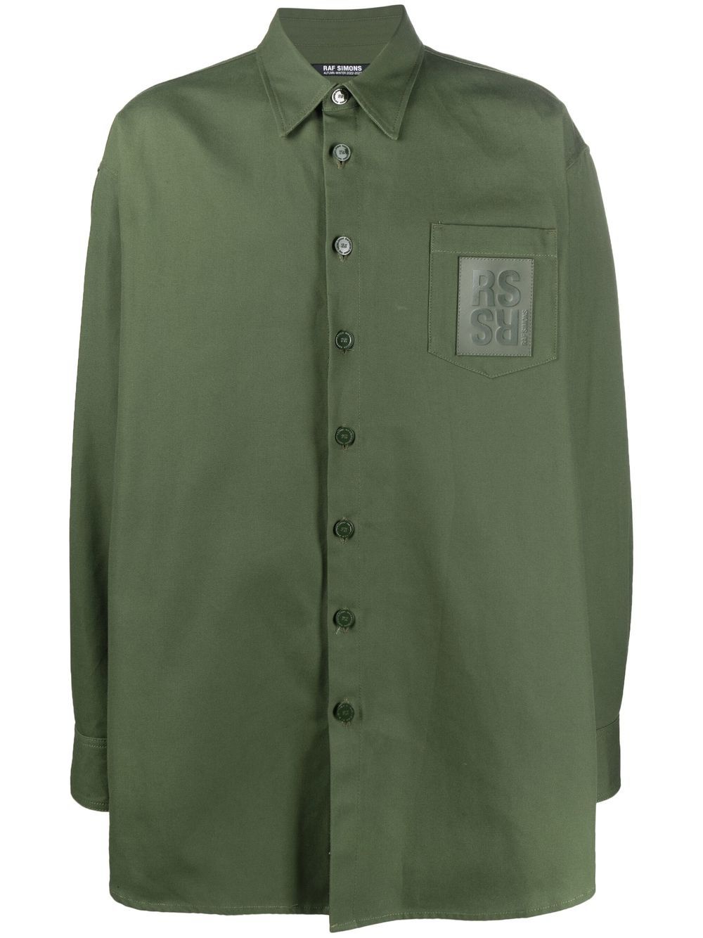 Raf Simons Oversized Logo-Patch Cotton Shirt - Green | Editorialist