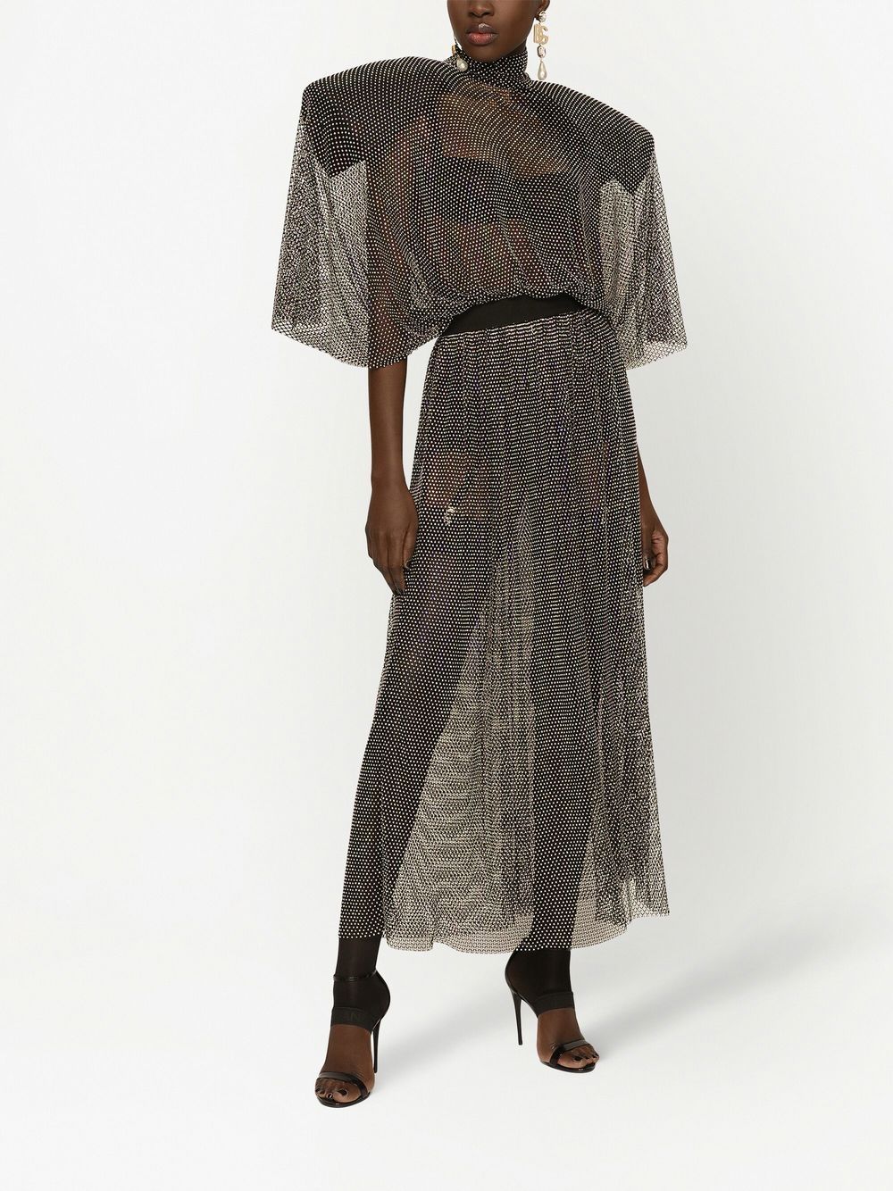 DOLCE & GABBANA Rhinestone-Embellished Mesh Maxi Dress