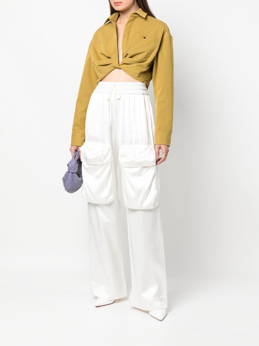 OFF-WHITE Off-White Twist-Front Cropped Shirt