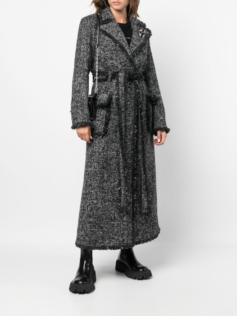 PHILIPP PLEIN Philipp Plein Belted-Waist Bouclé Coat