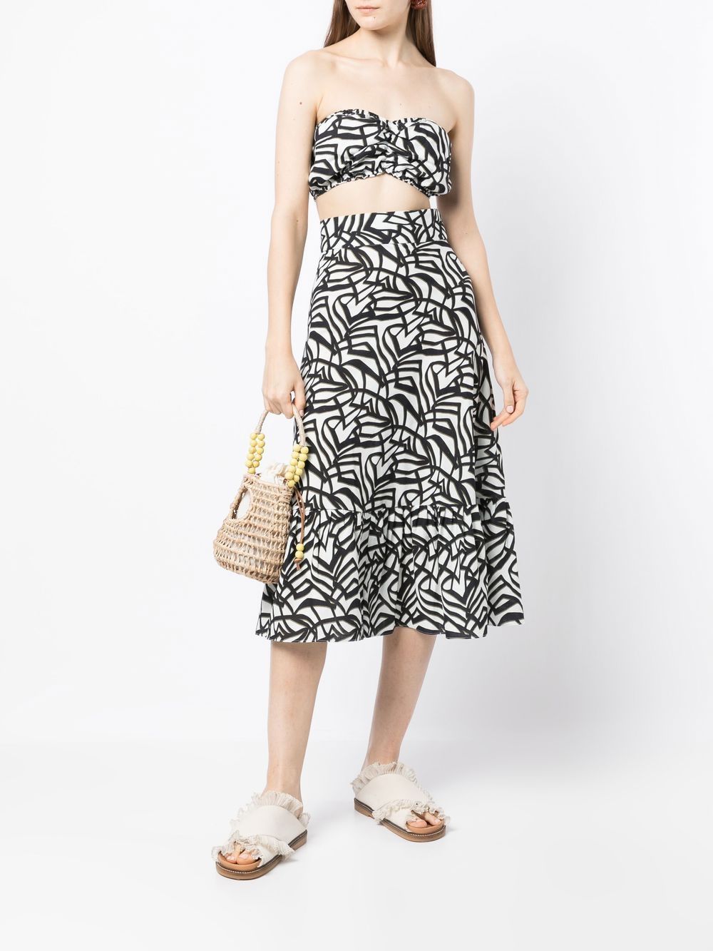 BAMBAH Bambah Geometric-Print Tiered Midi Skirt