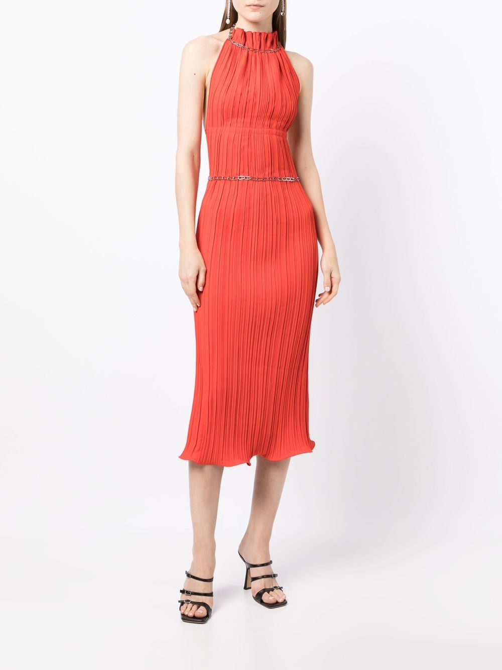 DION LEE Chain-Detail Pleated Midi Dress