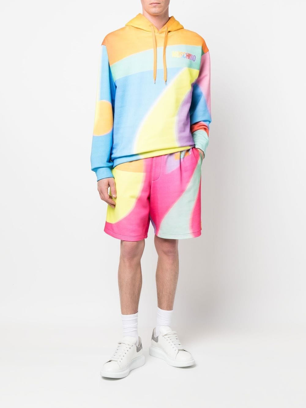MOSCHINO Moschino Rainbow-Print Track Shorts