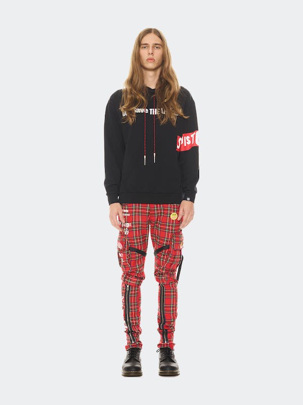 Cult Of Individuality Rocker Cargo Sex Pistols Pant In Plaid Red Editorialist