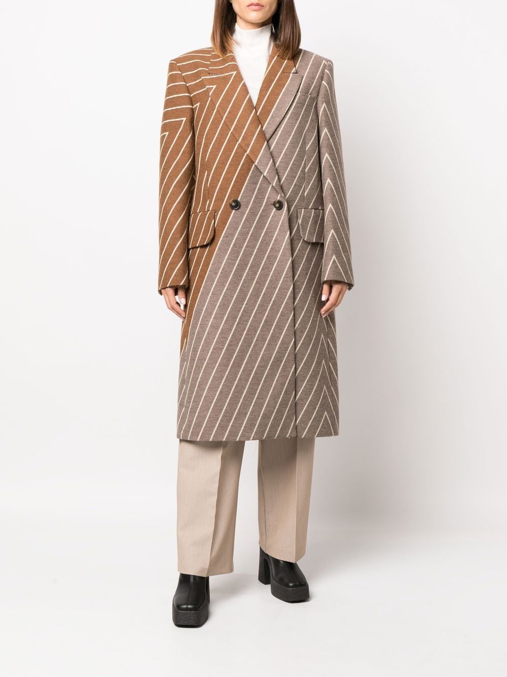 STELLA MCCARTNEY Stella McCartney Two-Tone Double-Breasted Coat