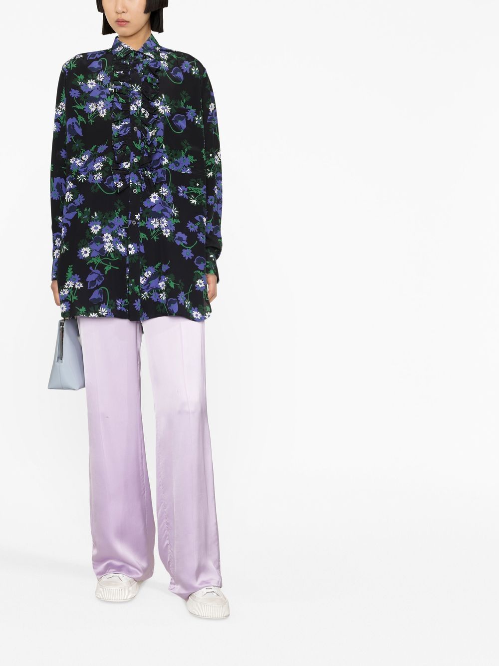 PLAN C Plan C Floral-Print Silk Shirt