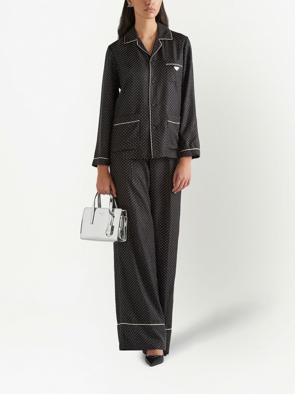 Prada Embroidered Twill Pajamas - Black | Editorialist