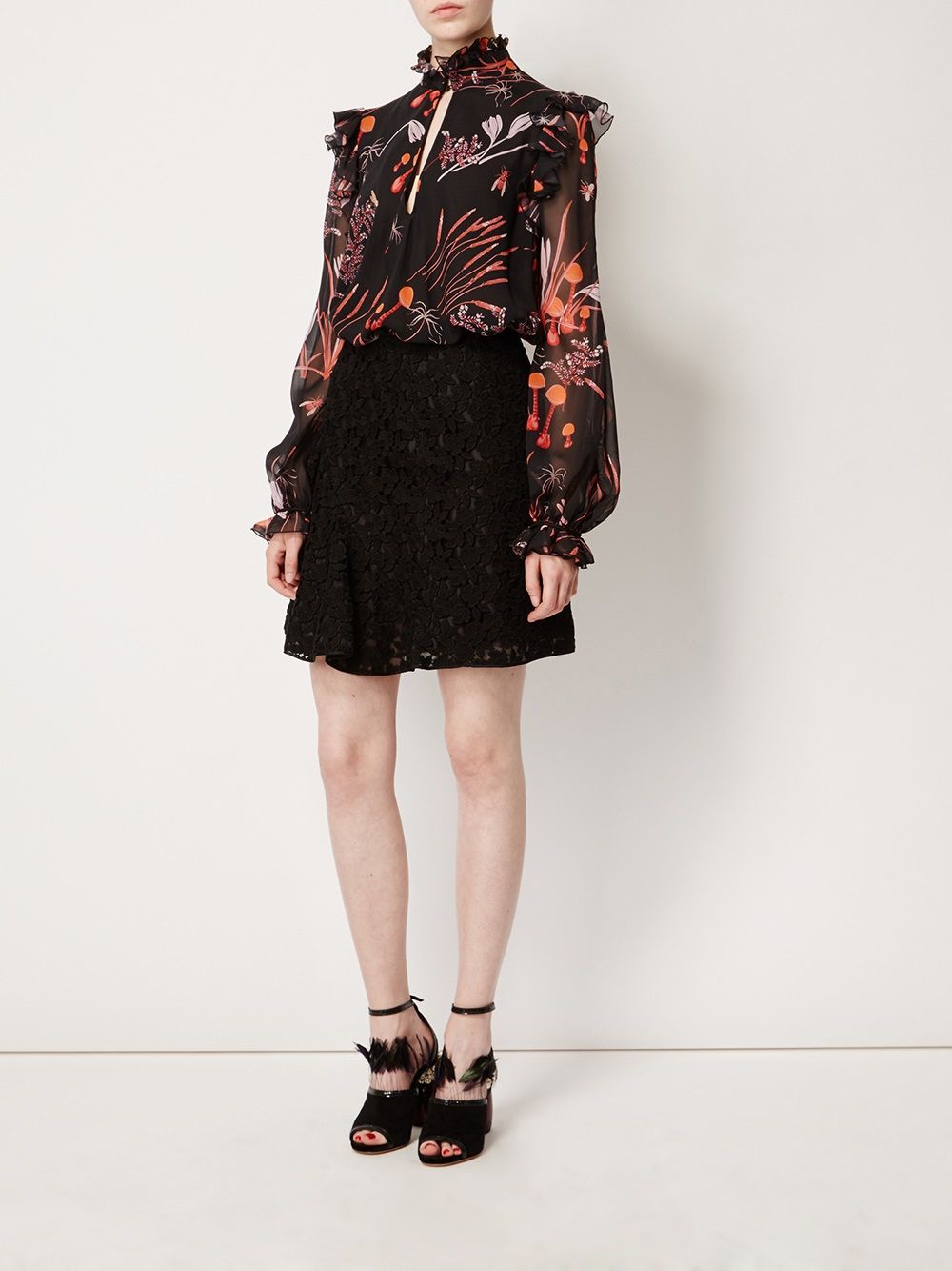 GIAMBATTISTA VALLI Lace Pleated Skirt