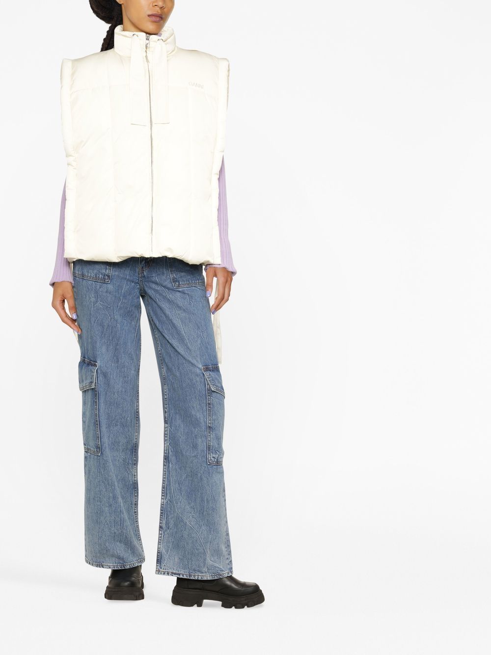 GANNI Logo-Embroidered Padded Gilet