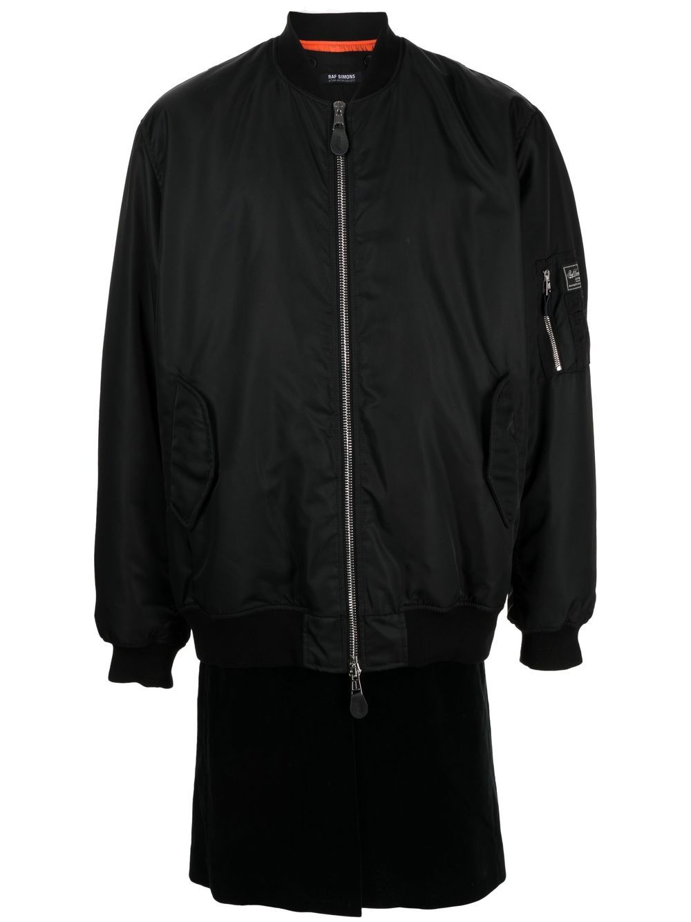 Raf Simons Ghost Longline Zip-Up Bomber Jacket In Black - 58% Off