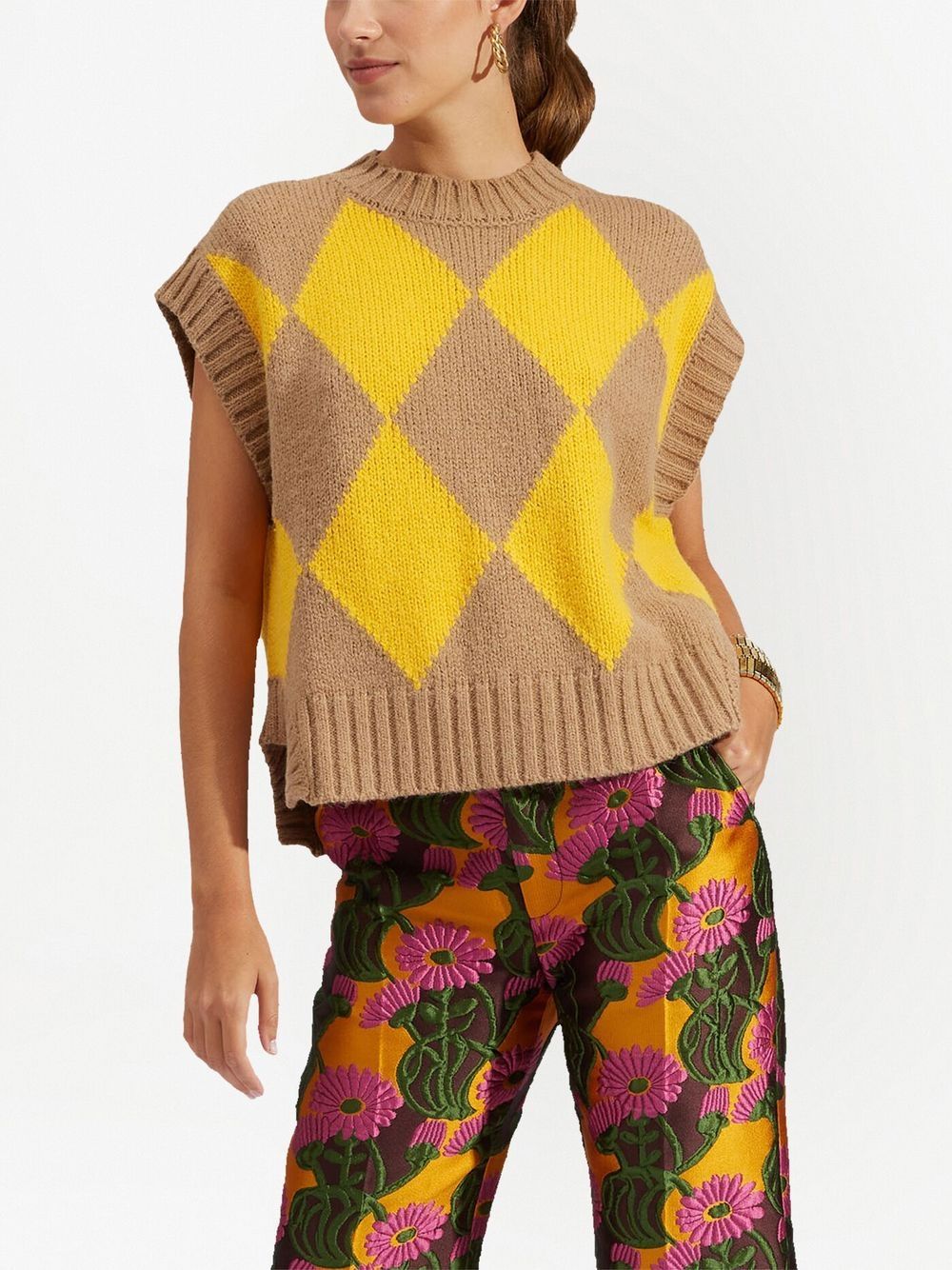 LA DOUBLEJ La DoubleJ Argyle-Check Knit Vest