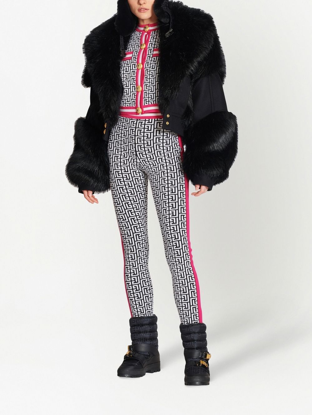 BALMAIN logo-jacquard knit leggings
