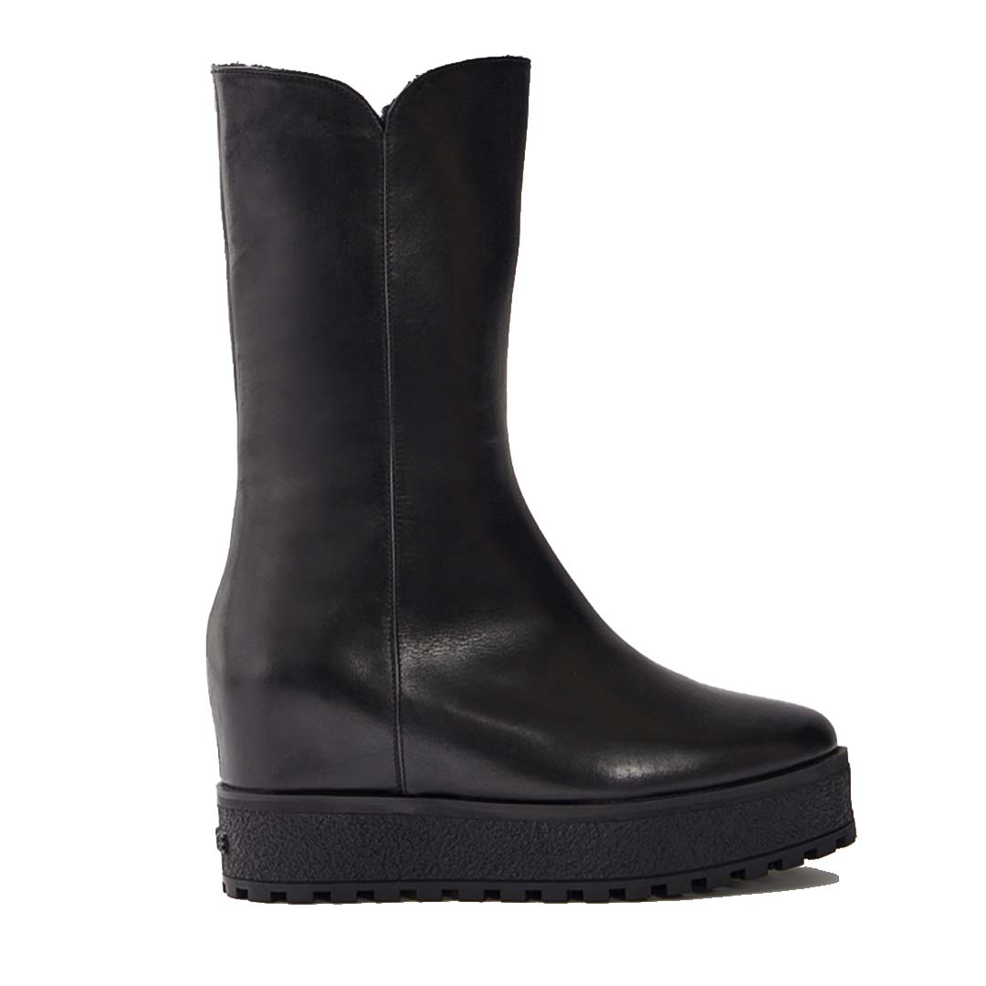 Mackage Noble Shearling-Lined Wedge Leather Boot For In Black 25
