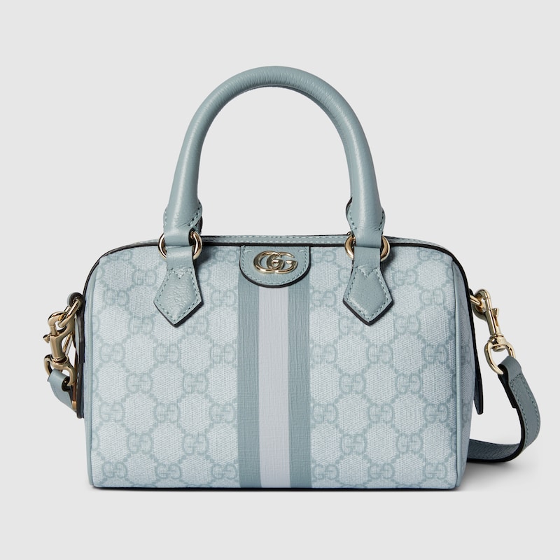 Gucci Ophidia Small Boston Bag - Dusty Blue Gg Supreme | Editorialist