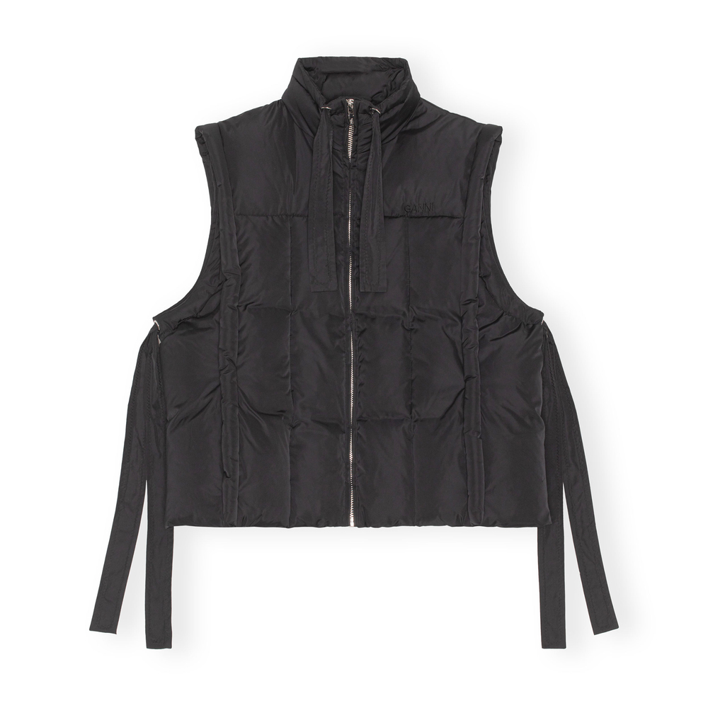 GANNI shiny puff oversized vest ガニー Ganni Shiny Puff Oversized Vest - Black | Editorialist