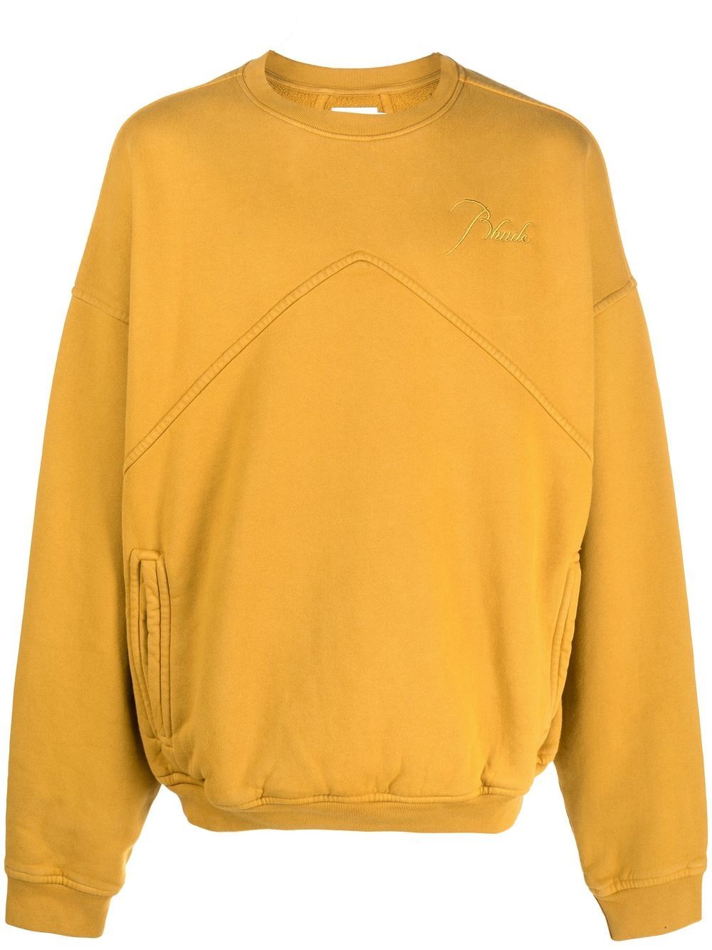 Rhude Logo-Emboridered Quarter-Zip Sweatshirt - Yellow - 34% Off