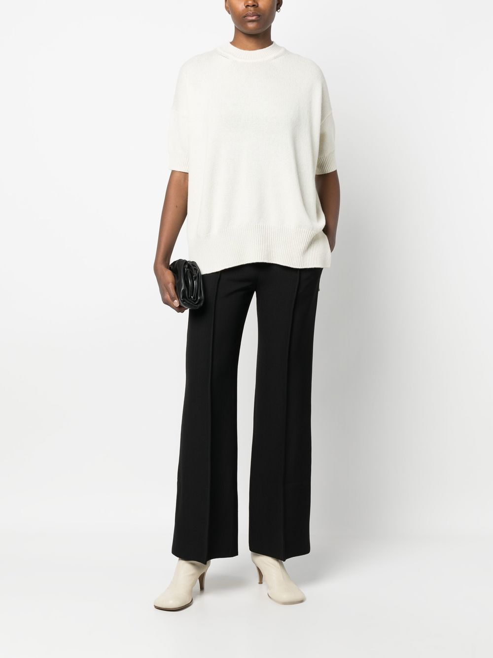 JIL SANDER Jil Sander Cream White Cashmere Short Sleeve Top