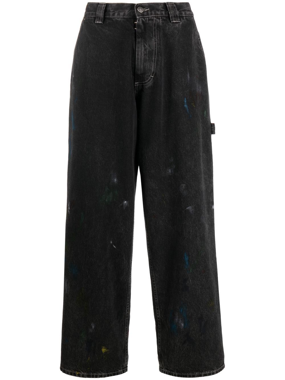 Maison Margiela Spray-Paint Wide-Leg Jeans In Black - 73% Off