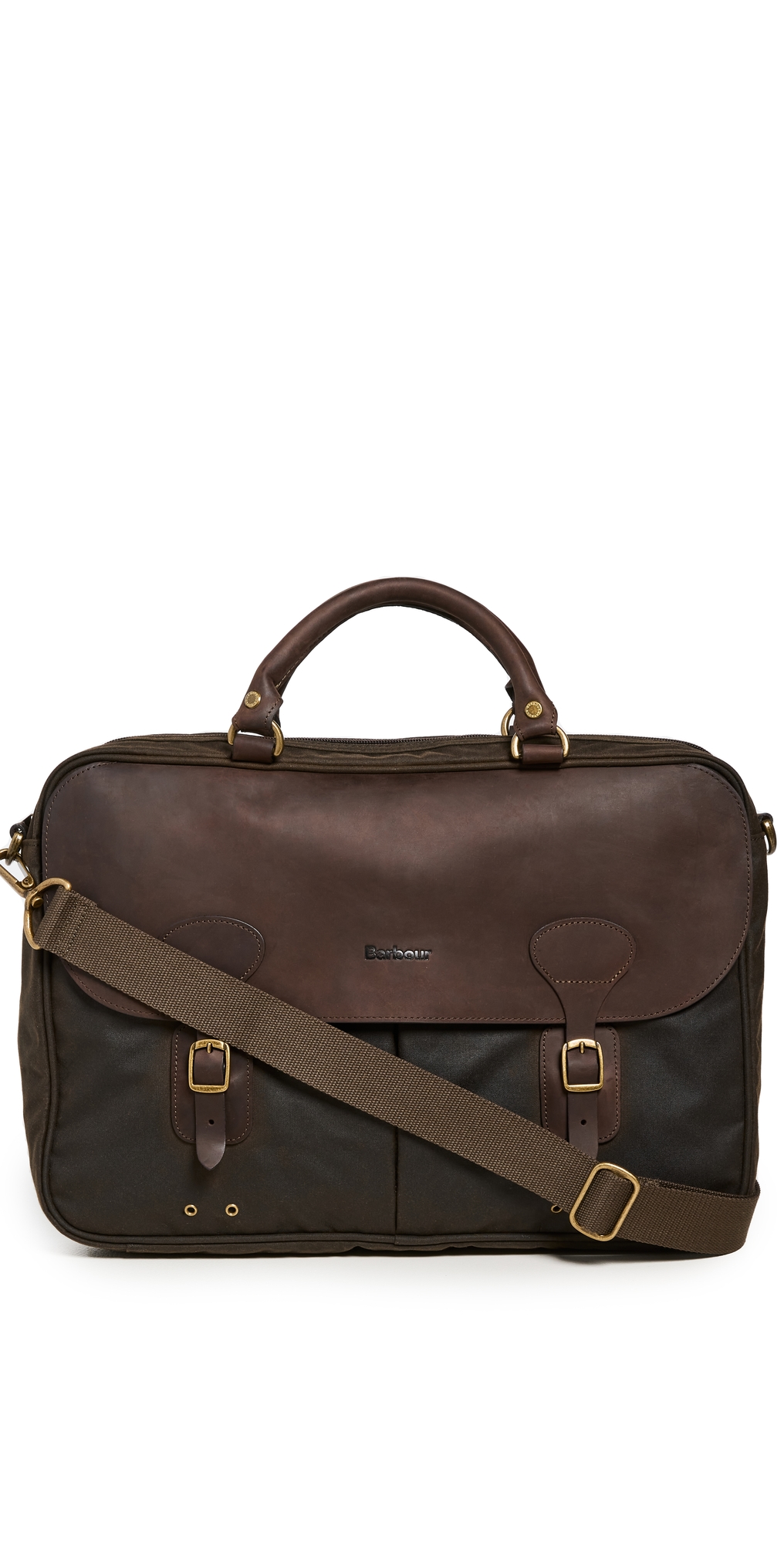 Barbour Waxed Leather Briefcase - Olive | Editorialist