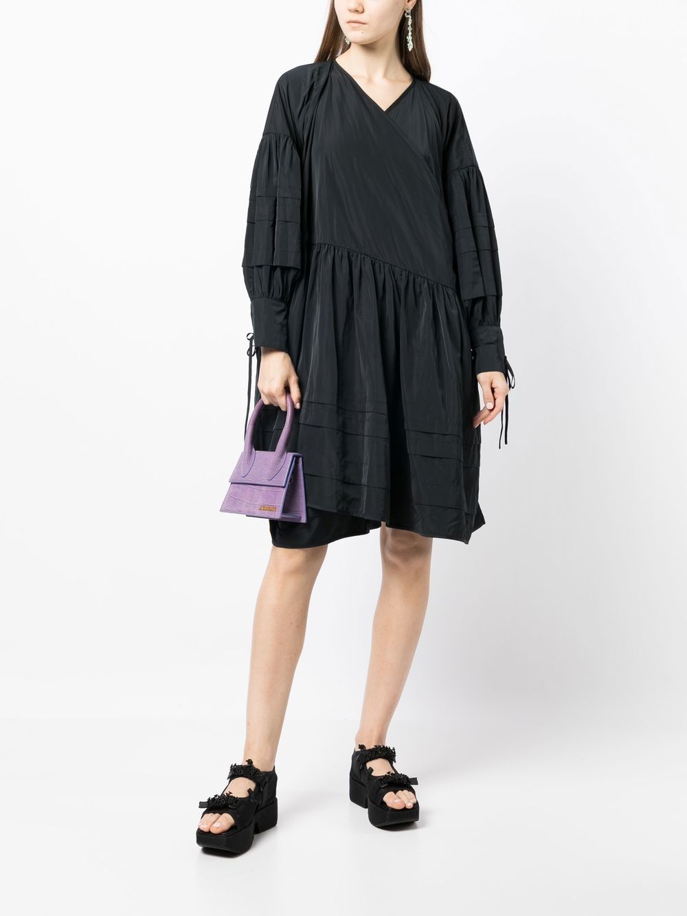 Cecilie Bahnsen Amalie Pleated Wrap Dress In Black - 30% Off 