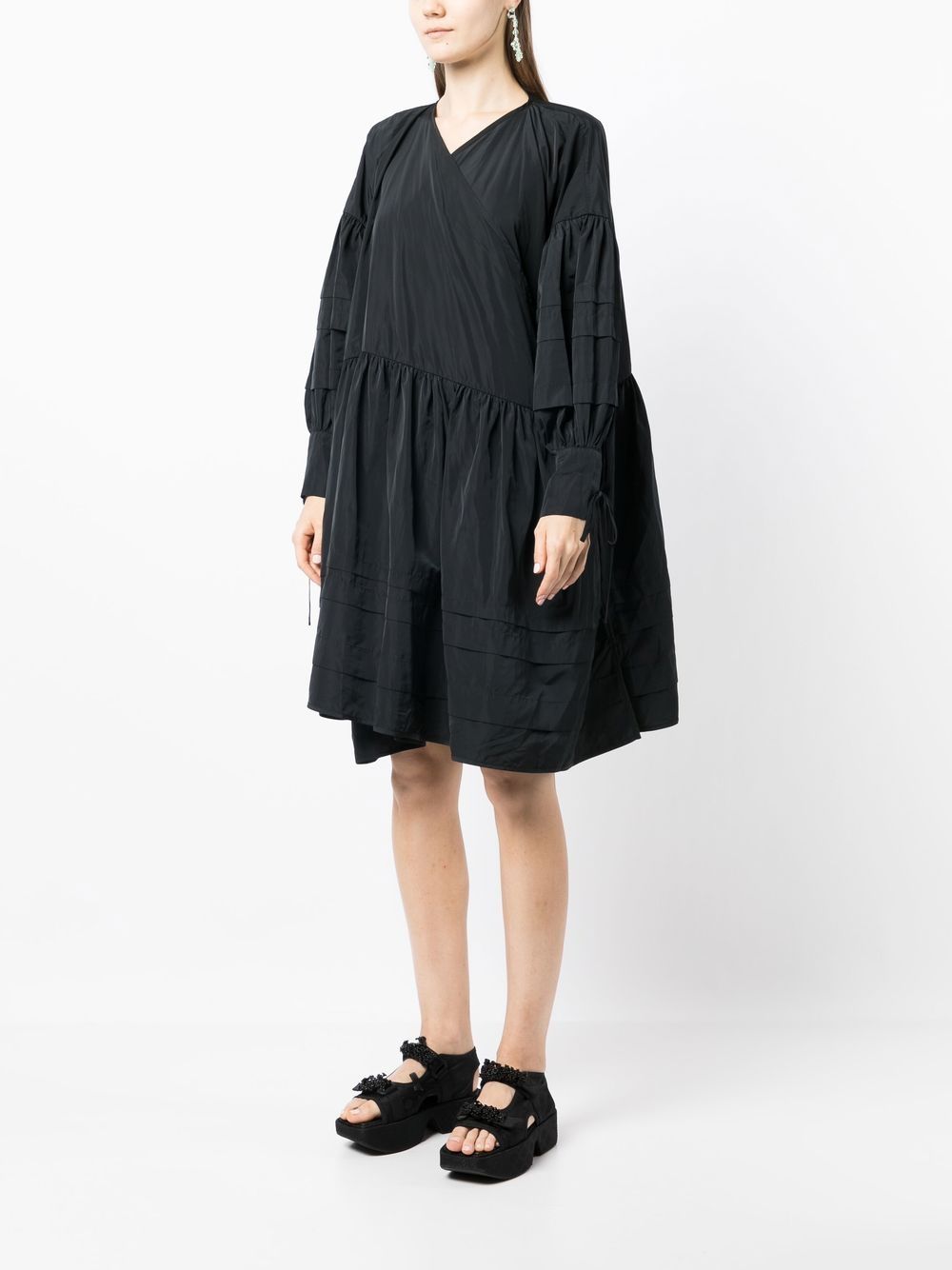 Cecilie Bahnsen Amalie Pleated Wrap Dress In Black - 65% Off