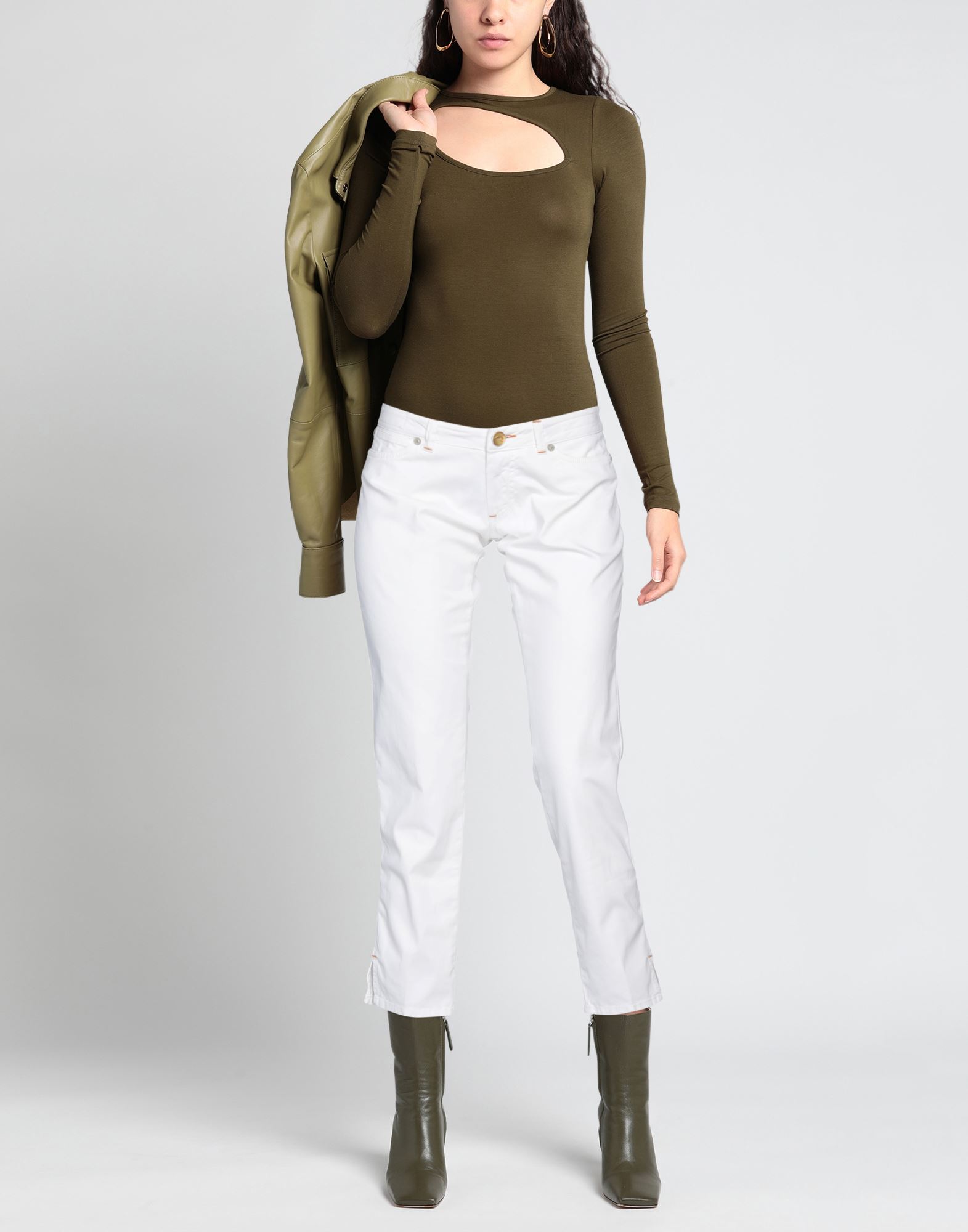 JACOB COHЁN JACOB COHЁN White Cotton Elastane Mid-Rise Straight Leg Pants