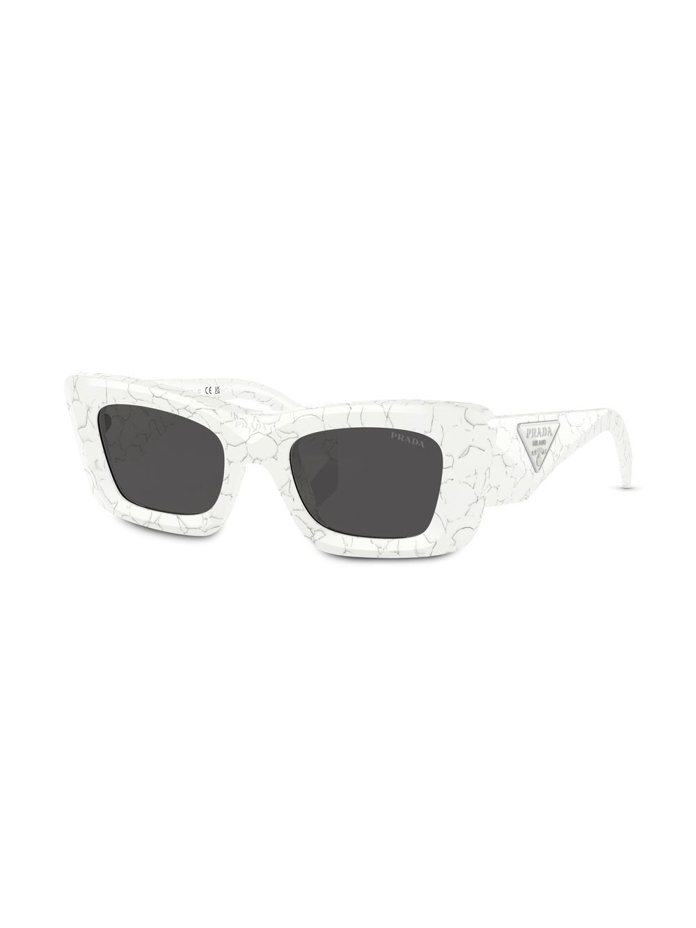 Prada White Marble Pattern Square Sunglasses Prada PR 13ZS M (50 - 21) with Grey lenses and White frame  main image 3