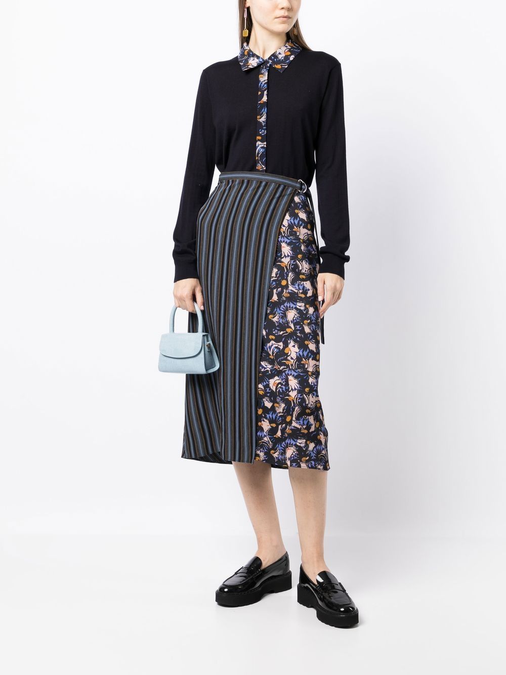 PAUL SMITH PS Paul Smith Panelled Stripe-Print Midi Skirt
