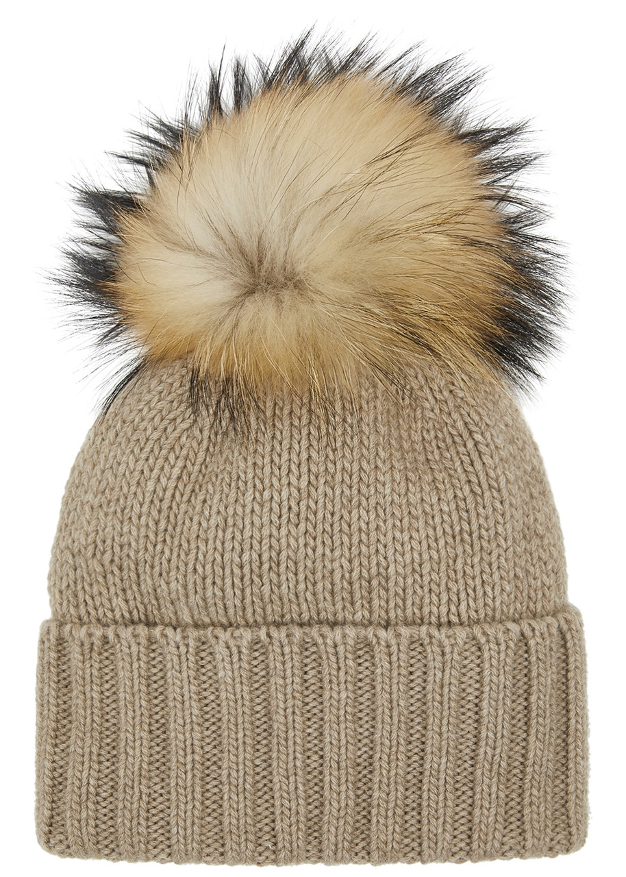 Inverni Cashmere Beanie with PomPom CASHMERE LONG BEANIE WITH POMPON – INVERNI main image 3