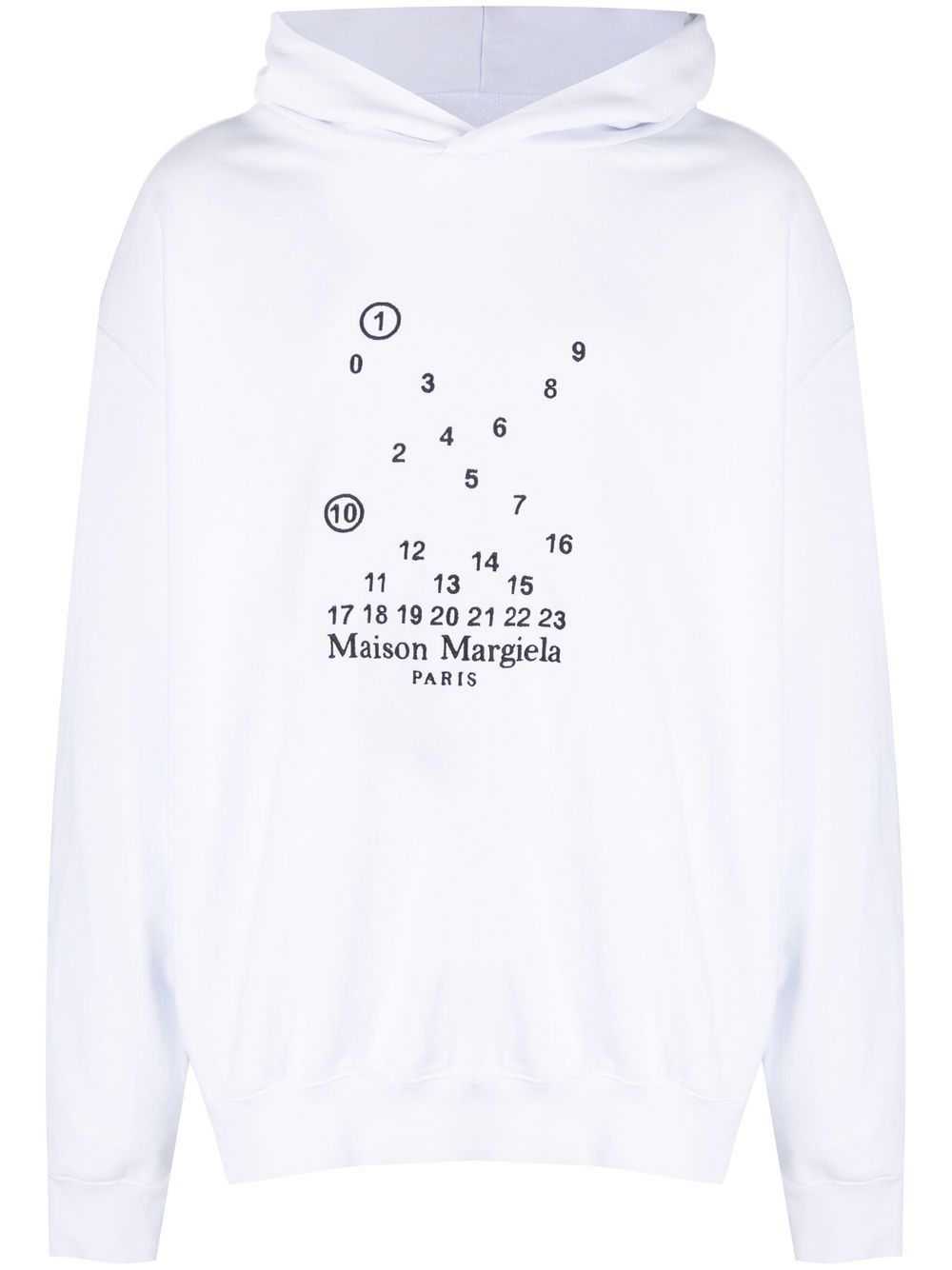 Maison Margiela Logo-Embroidered Cotton Hoodie In White - 24% Off