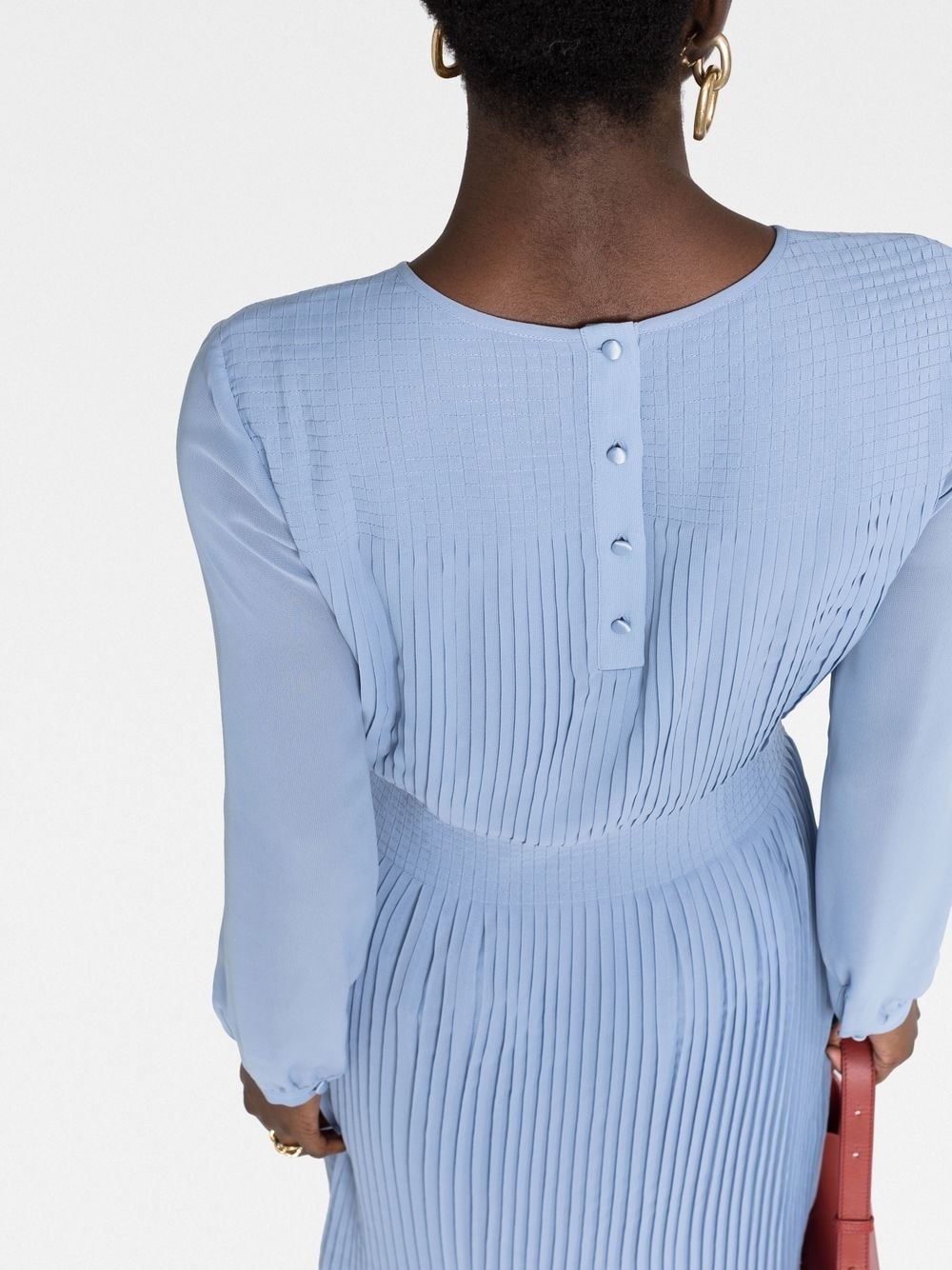Emporio Armani Long-Sleeved Pleated Midi Dress In Blue - 60% Off |  Editorialist