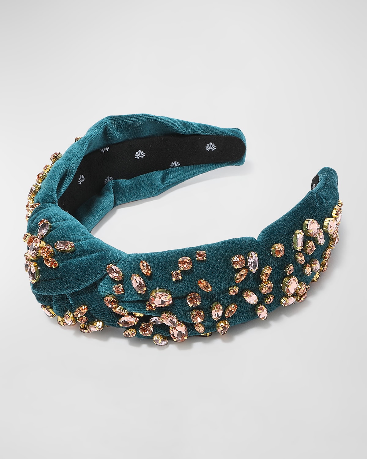 Lele Sadoughi Embellished Velvet Knotted Headband - Peacock  display picture 3