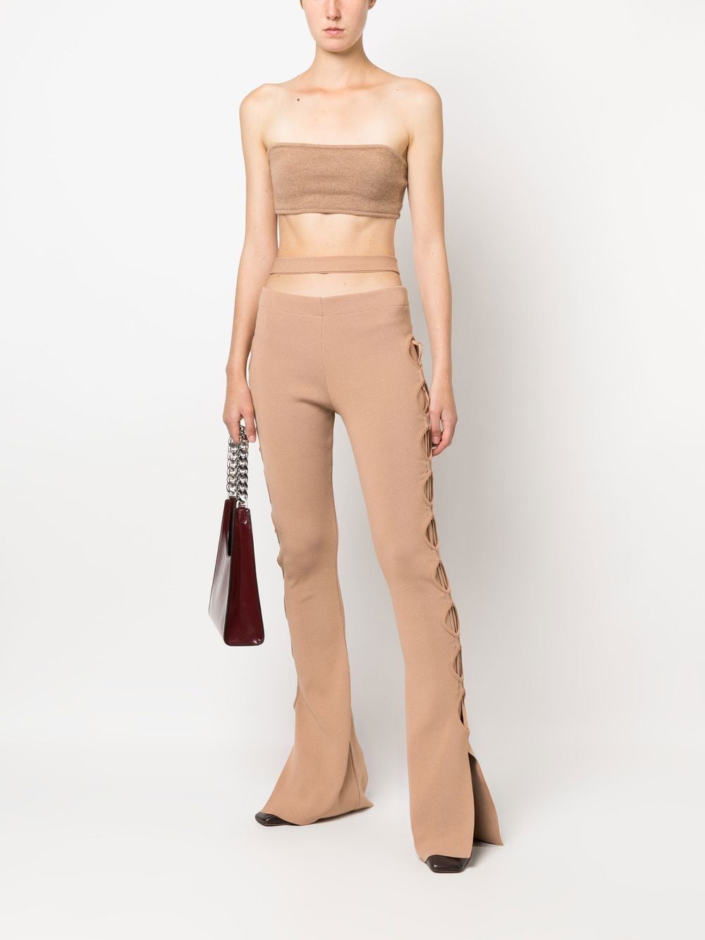 ANDREADAMO ANDREĀDAMO Cut-Out Flared Knit Trousers