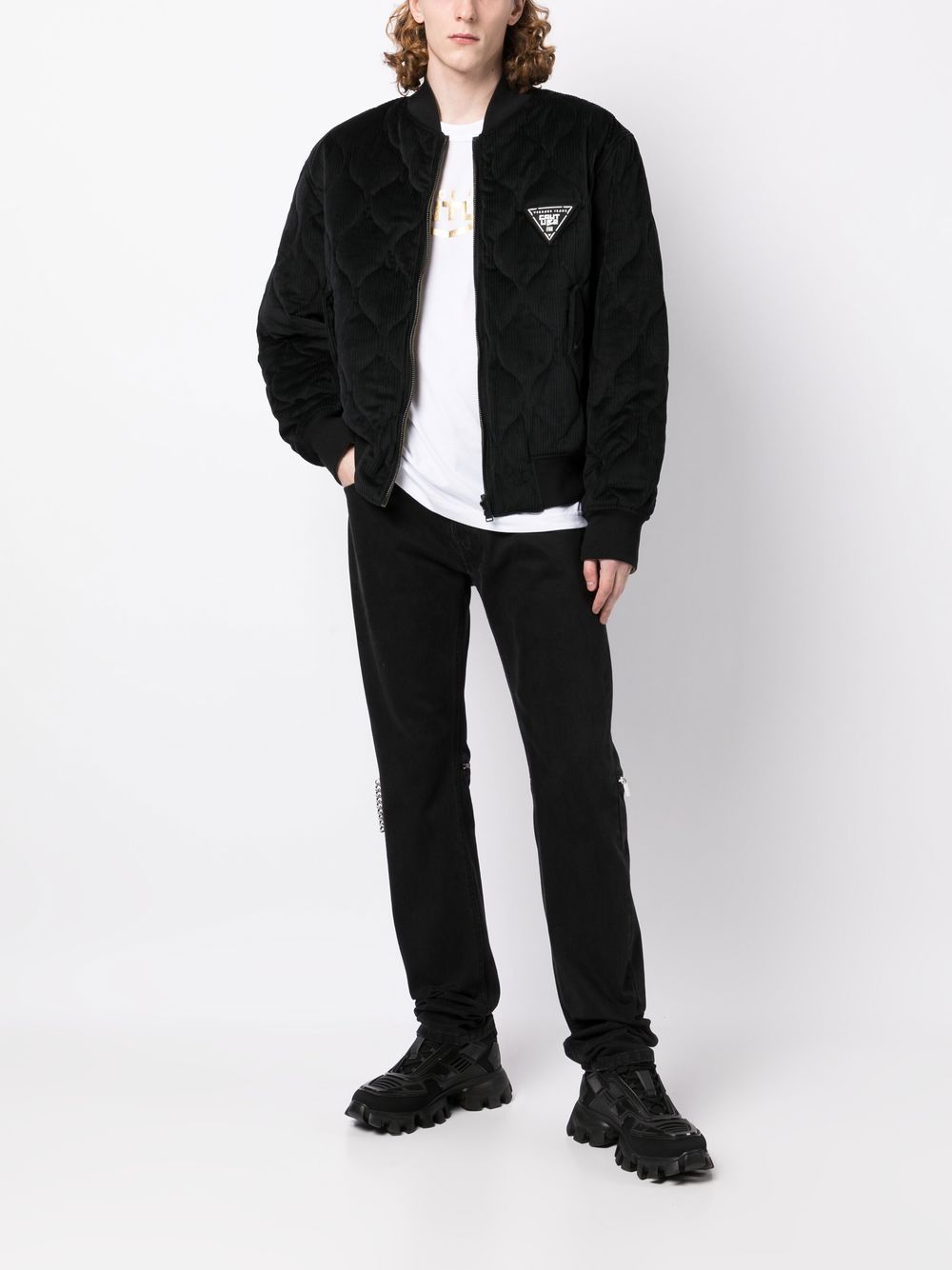 VERSACE Versace Jeans Couture logo-patch quilted bomber jacket