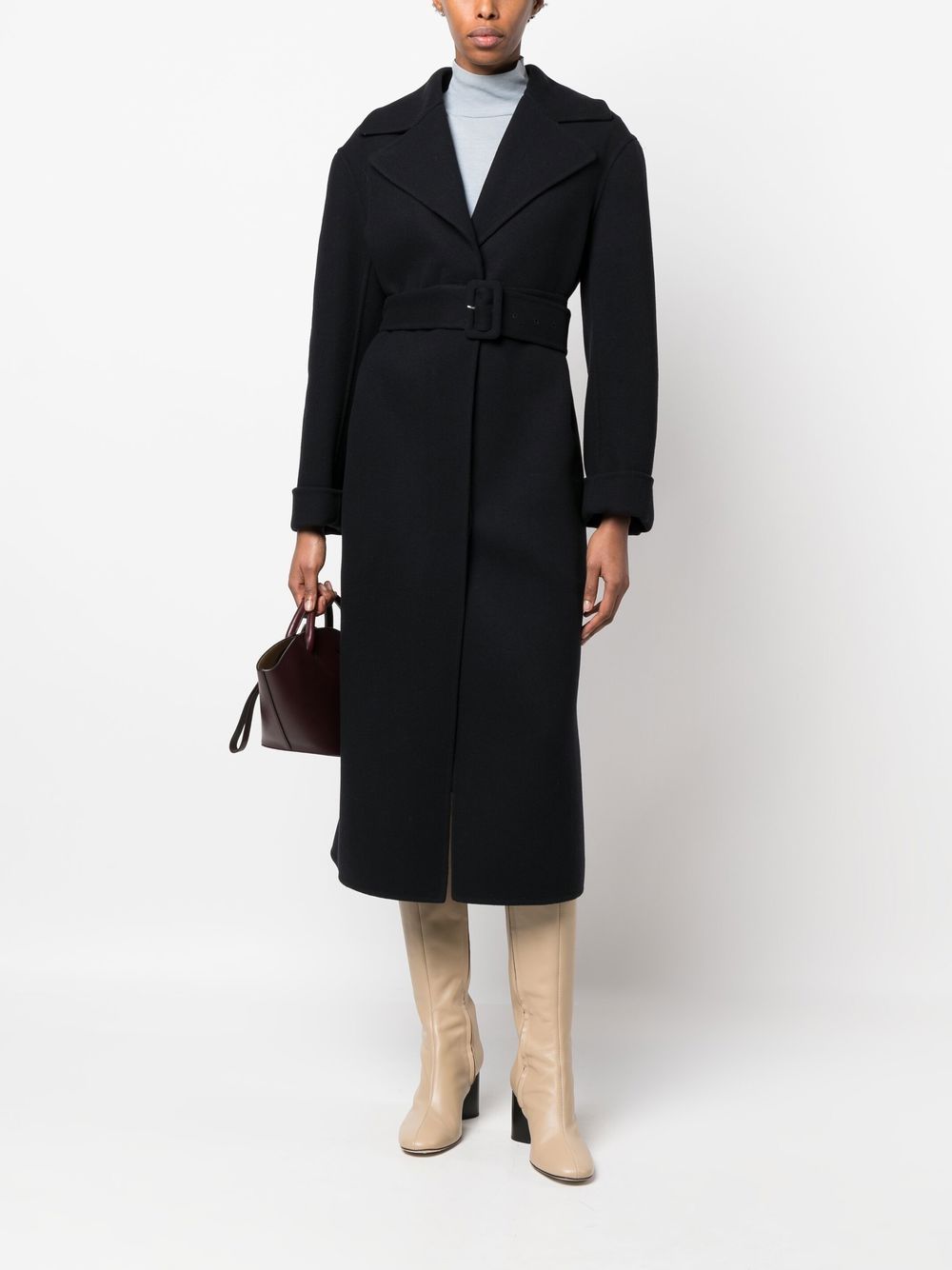 JIL SANDER Jil Sander Long-Sleeve Belted Wool Coat