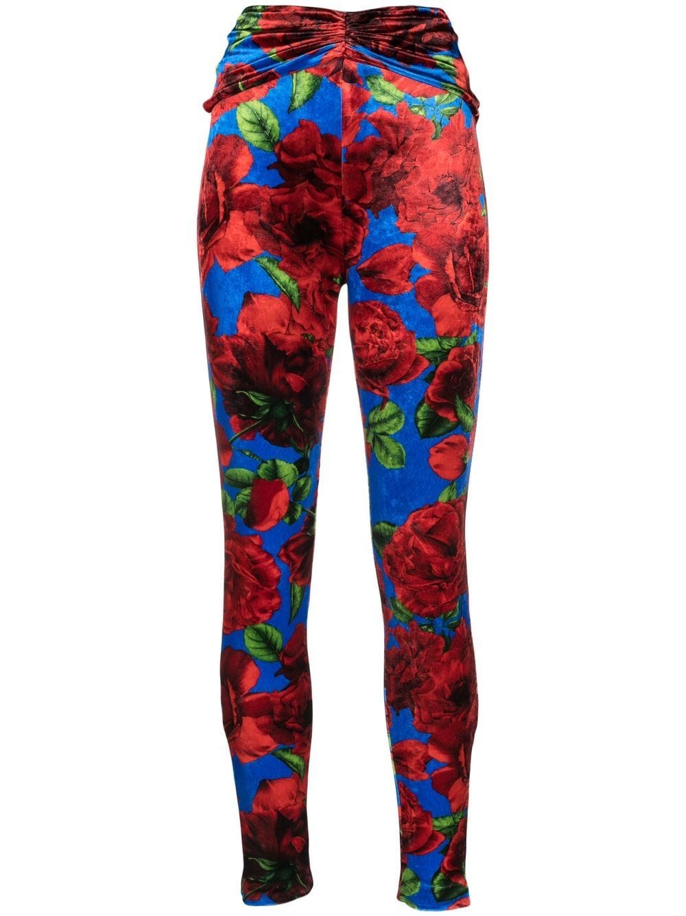 MAGDA BUTRYM rose-print velvet leggings