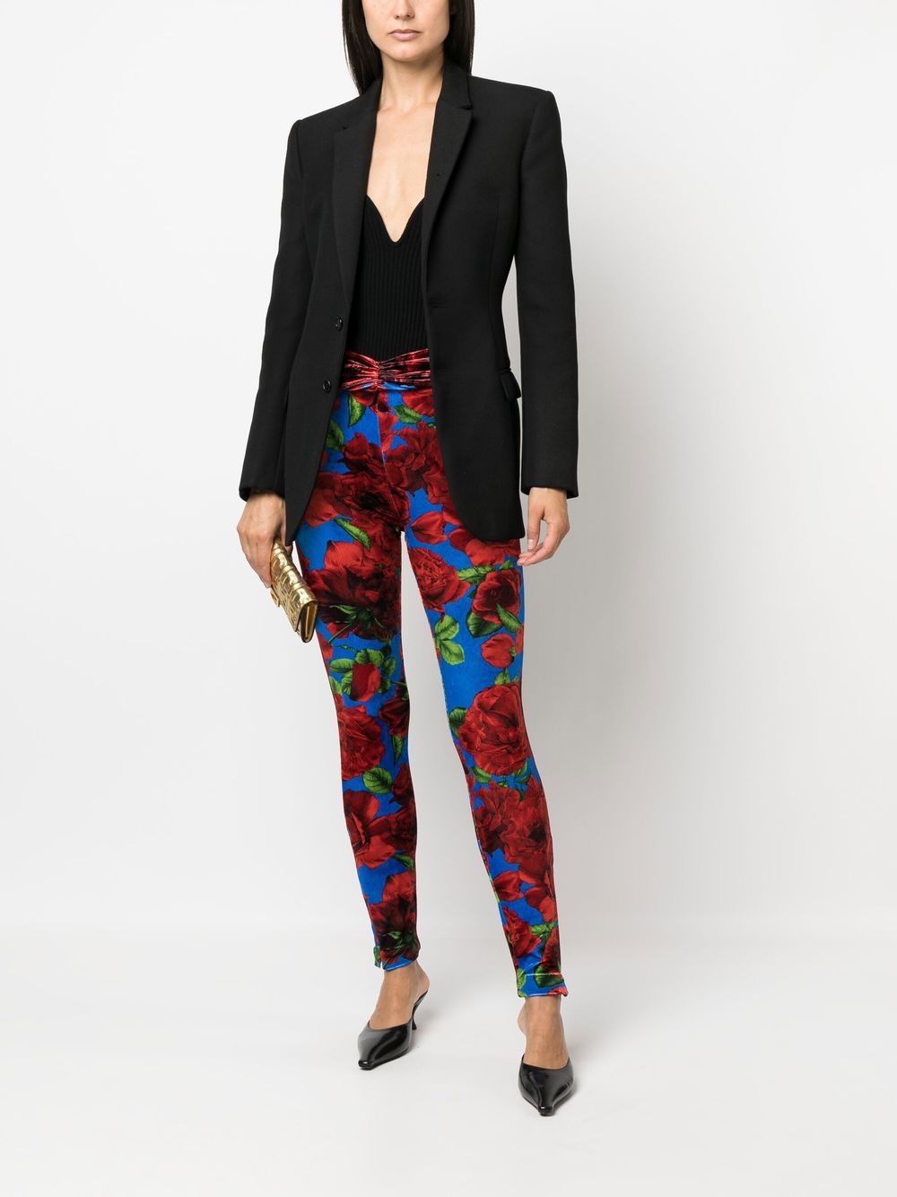 MAGDA BUTRYM rose-print velvet leggings