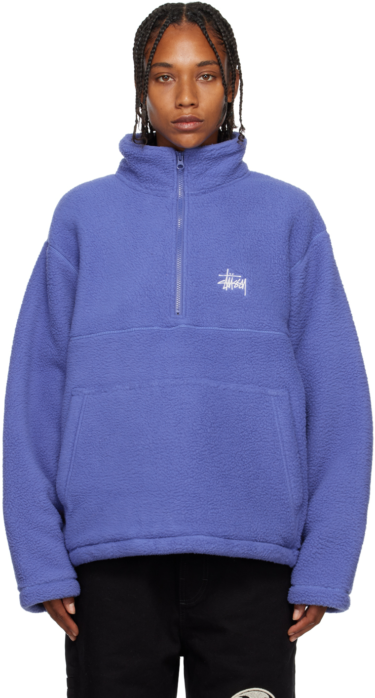 StüSsy Green Embroidered Sweatshirt In Periwinkle - 17% Off 