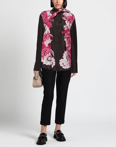 VALENTINO Floral Print Silk Bow Shirt