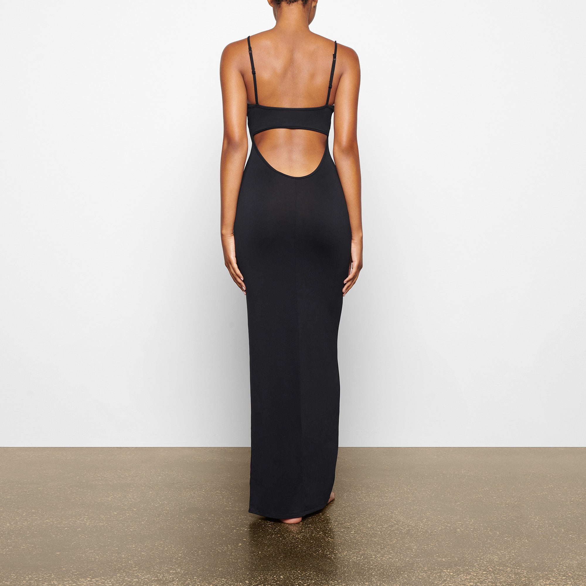 Skims Durable For Low Back Dress , SKIMS Smooth Lounge Halter Size M Black Responsive Maxi