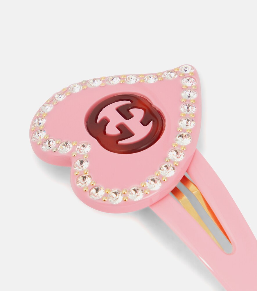 Gucci Crystal-Embellished Hair Clip - Pink | Editorialist