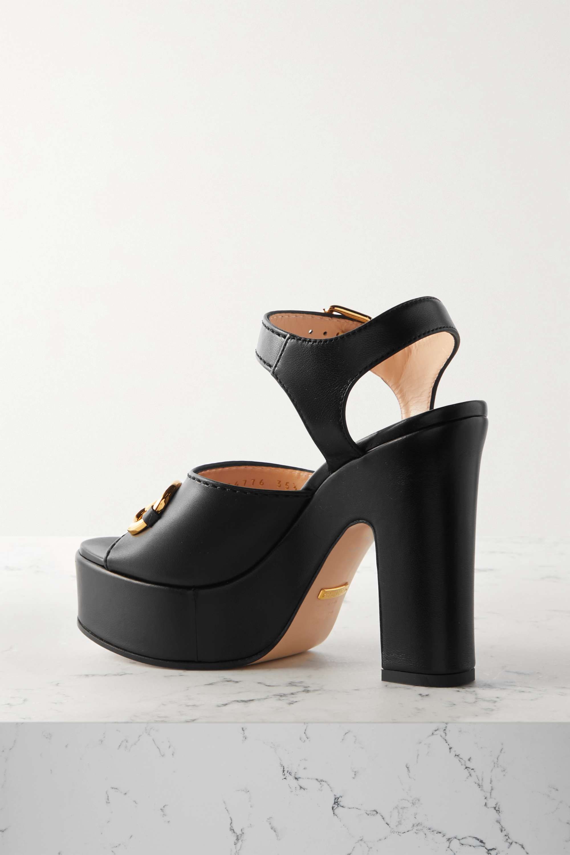 Gucci Baby Horsebit-Detailed Leather Platform Sandals - Black | Editorialist