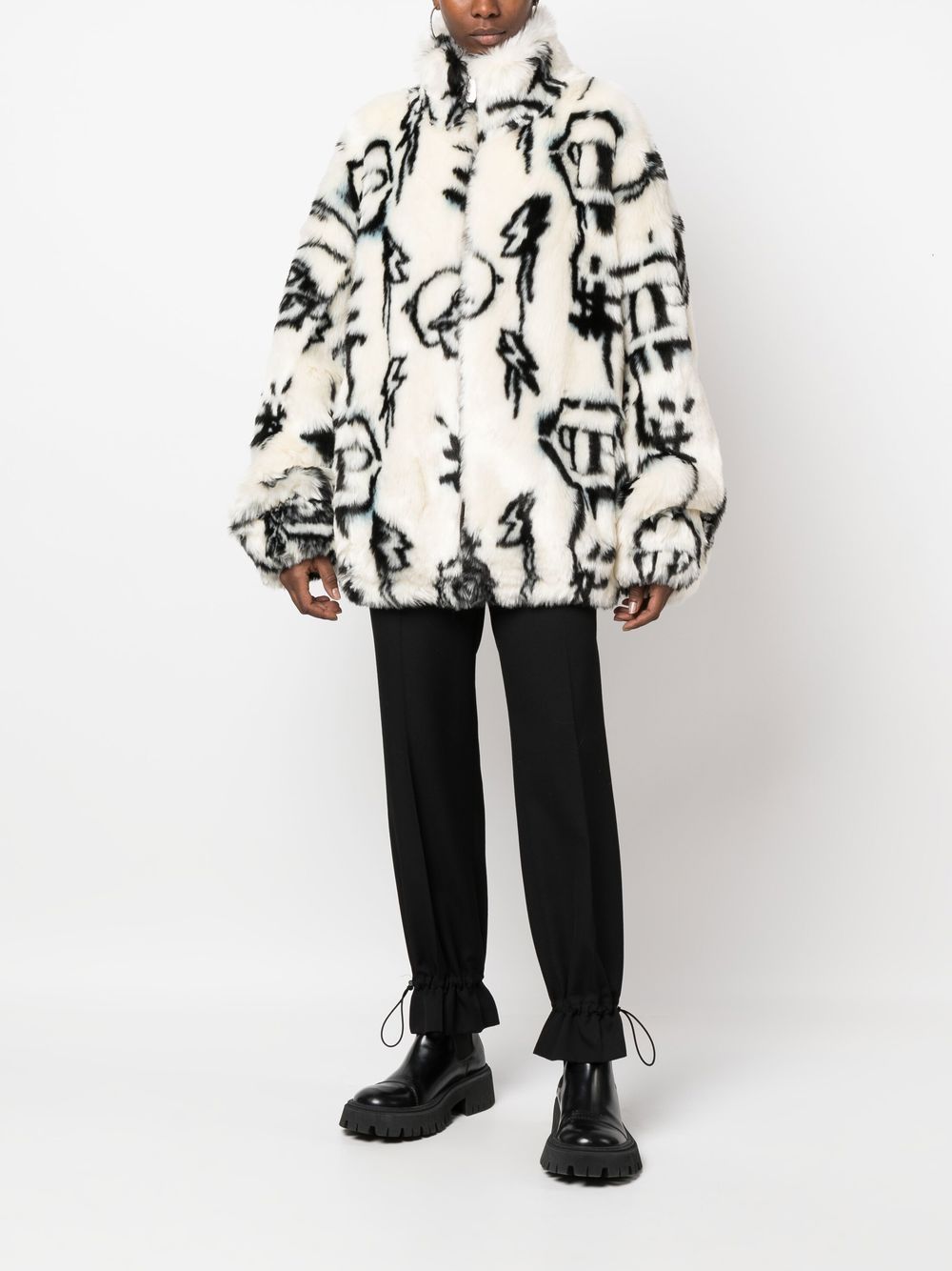 PHILIPP PLEIN Monogram Faux Fur Coat