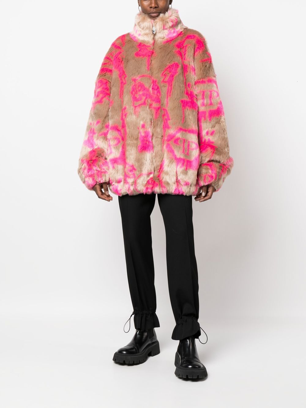PHILIPP PLEIN Philipp Plein Monogram Faux Fur Coat