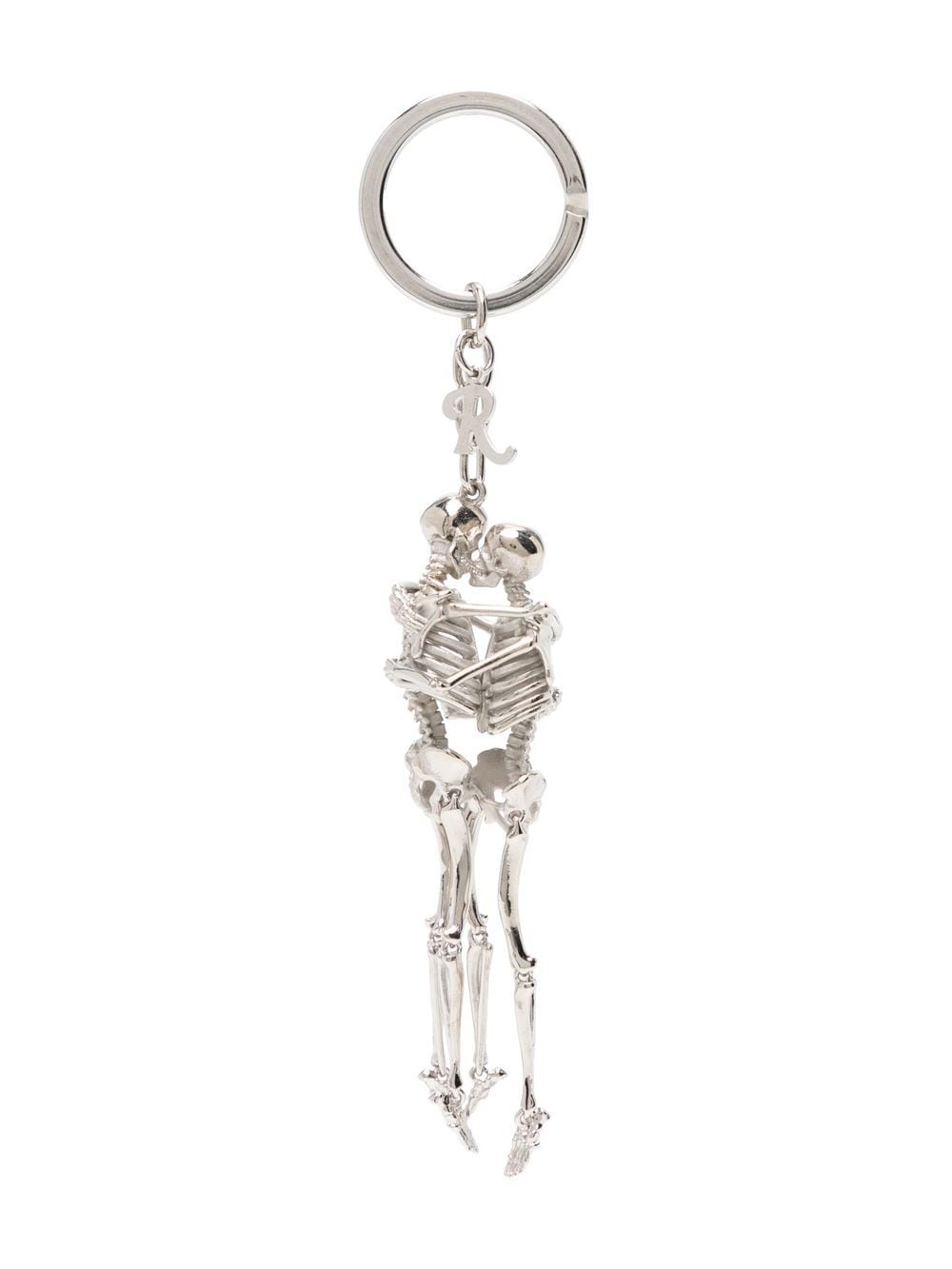 Raf Simons Kissing Skeletons Keychain In Silver - 68% Off