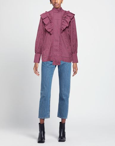 GANNI Ruched Woven Top
