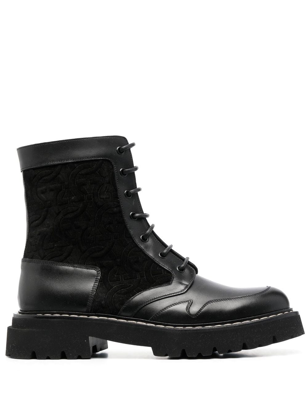 Buy FERRAGAMO Panelled Leather Boots - Black At 51% Off  display picture 1